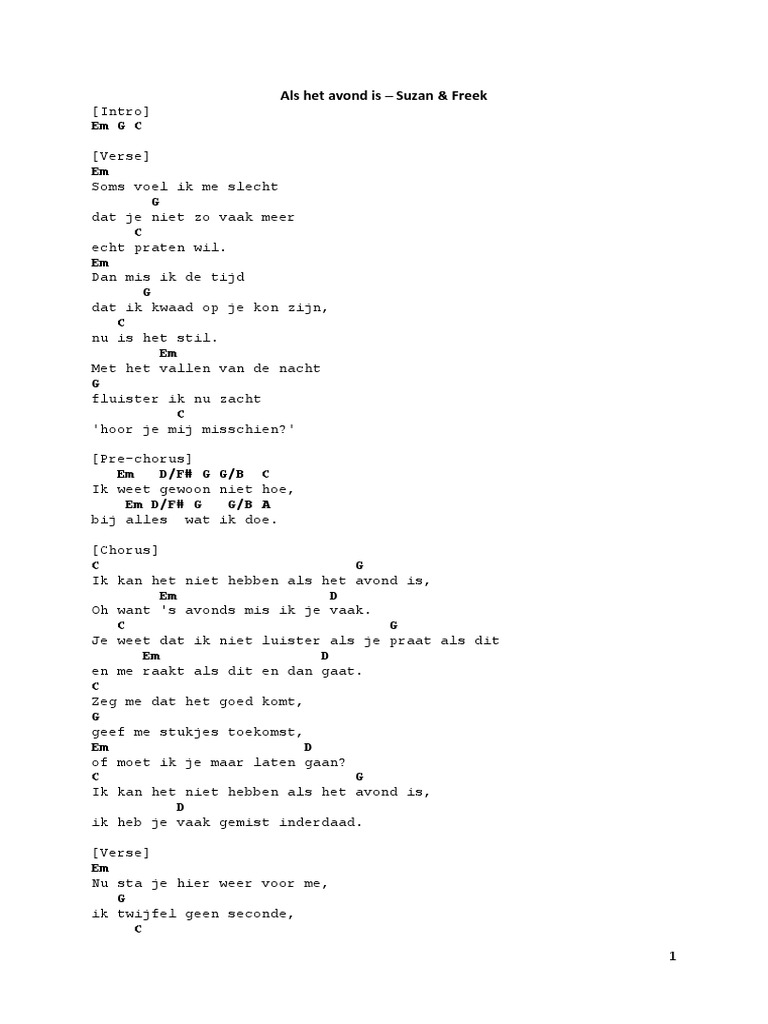 Als Het Avond Is - Suzan & Freek | PDF