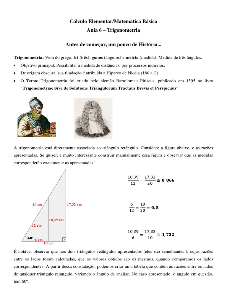 Aula 6 - Cálculo Elementar - Matemática Básica | PDF | Trigonometria | Geometria Elementar