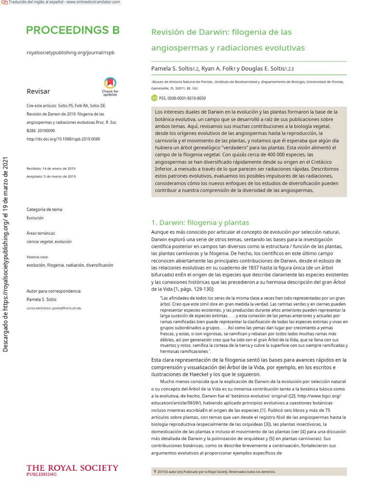 Soltis & Soltis 2019.en - Es | PDF | Evolución | Filogenética
