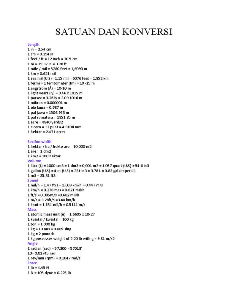 Satuan Dan Konversi | PDF | Gallon | Physical Quantities