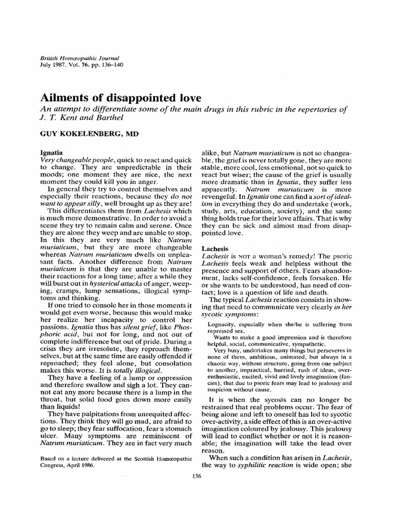 Ailments of Disappointed Love An Attempt To Differen | PDF | Depression ...