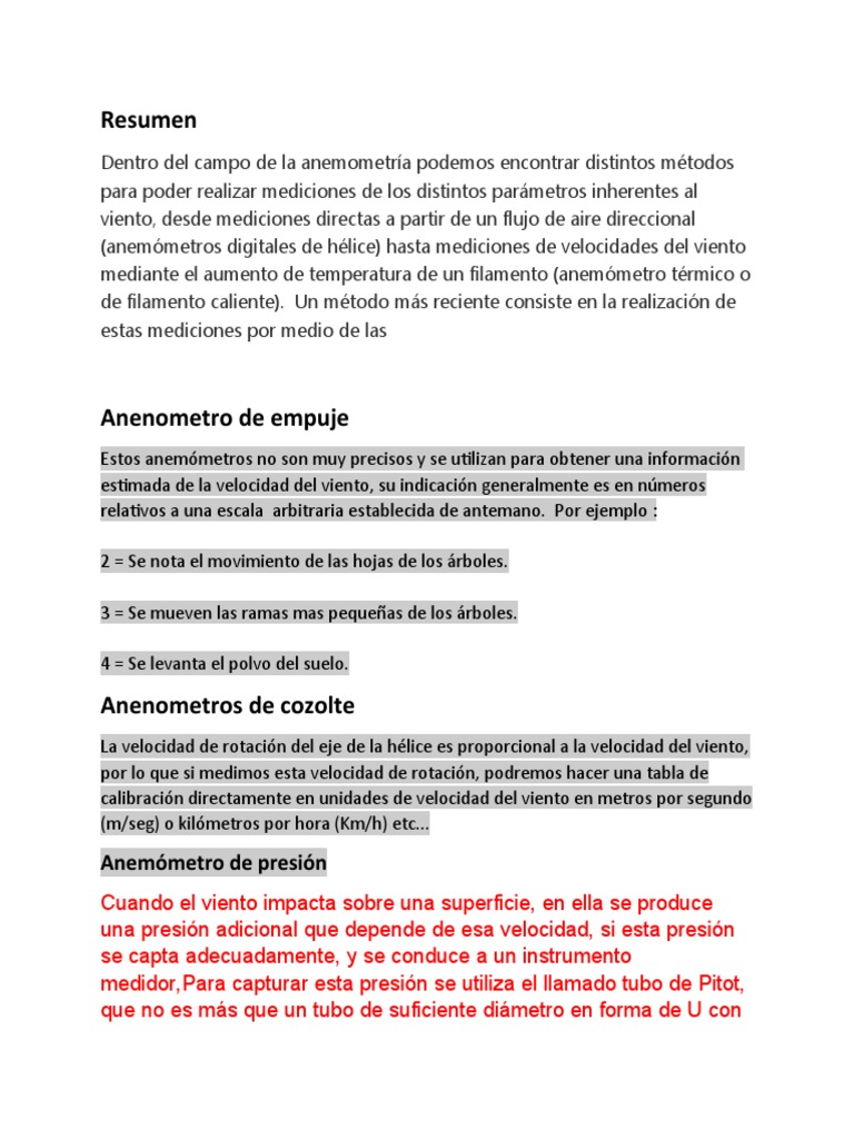 Métodos de Medición del Viento en Anemometría | PDF | Herida | Presión