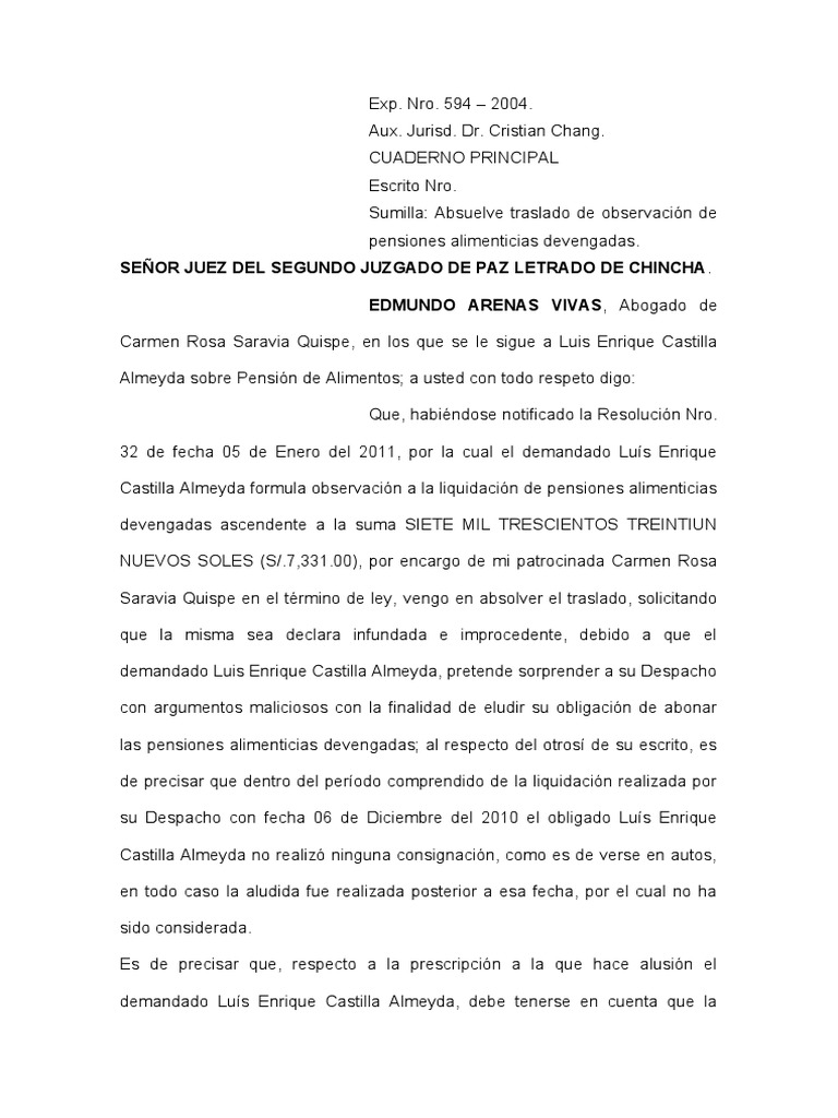 Abs Observacion-Saravia Quispe Carmen Rosa | PDF | Res Judicata ...