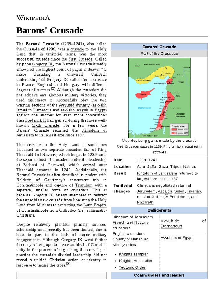 Barons' Crusade | PDF | Catholicism And Islam | Middle Ages