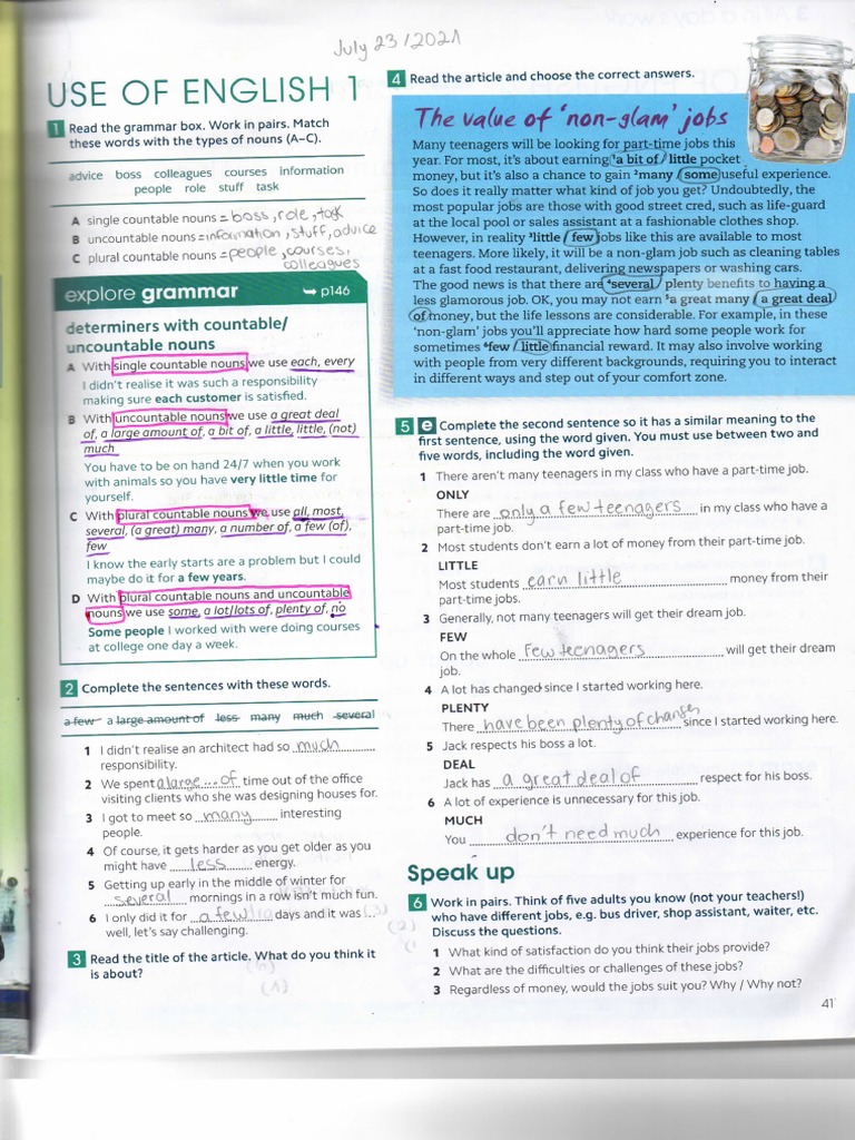 Use of English 1: Explore Grammar | PDF | Noun | Language Mechanics