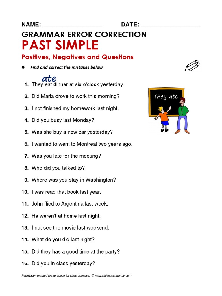 Past Tense Grammar Correction No Answers | PDF | Mystery, Thriller ...
