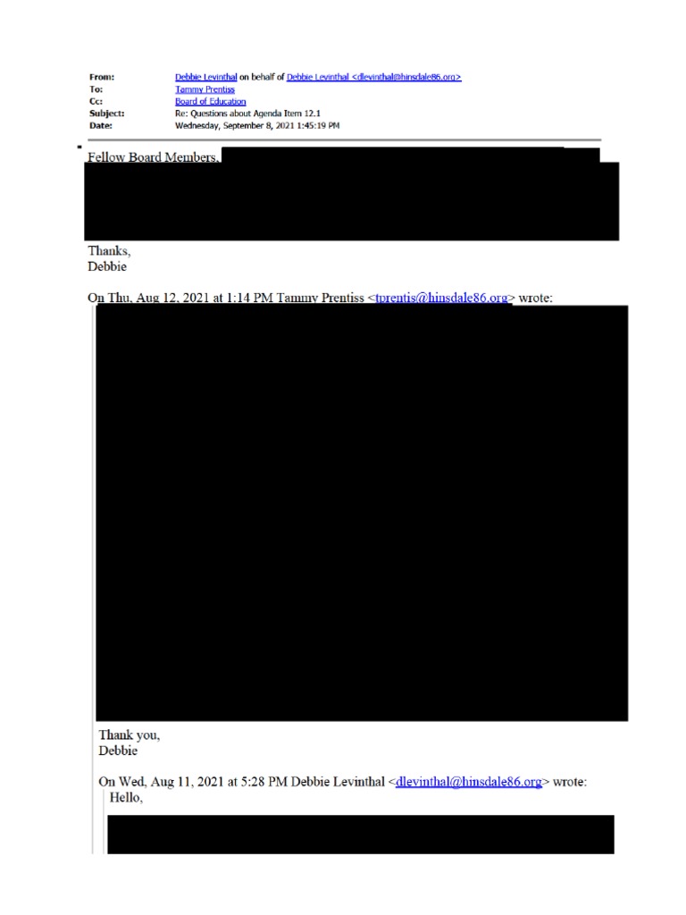 Heavily Redacted Emails From Hinsdale High School District 86 | PDF ...