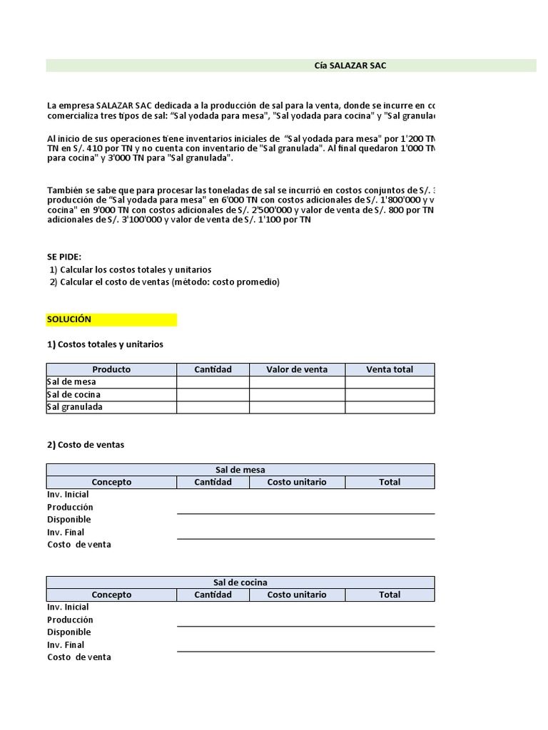 4.2 SEM 11. Ejercicio de Tarea (Plantilla) - Costos Conjuntos | PDF