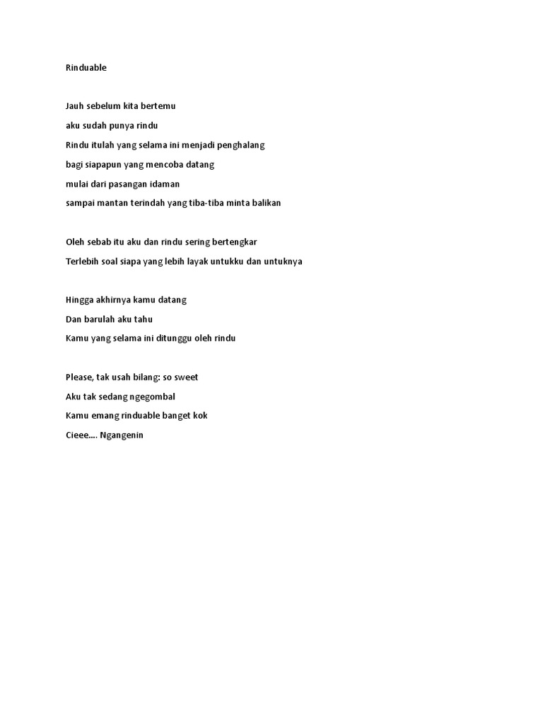 Rinduable: Kisah Cinta dan Kerinduan | PDF