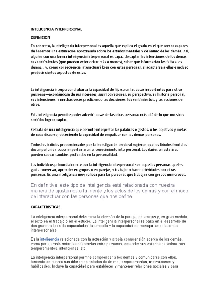Mejora tu inteligencia interpersonal | PDF | Sicología | Cognición