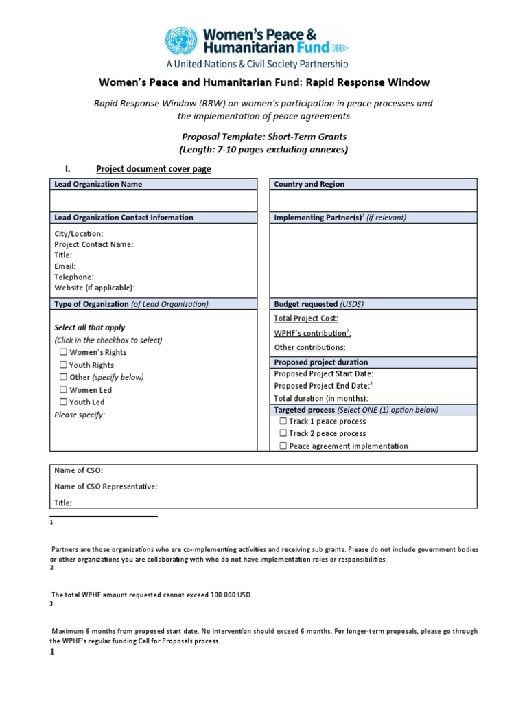 Women's Peace and Humanitarian Fund: Rapid Response Window | PDF ...
