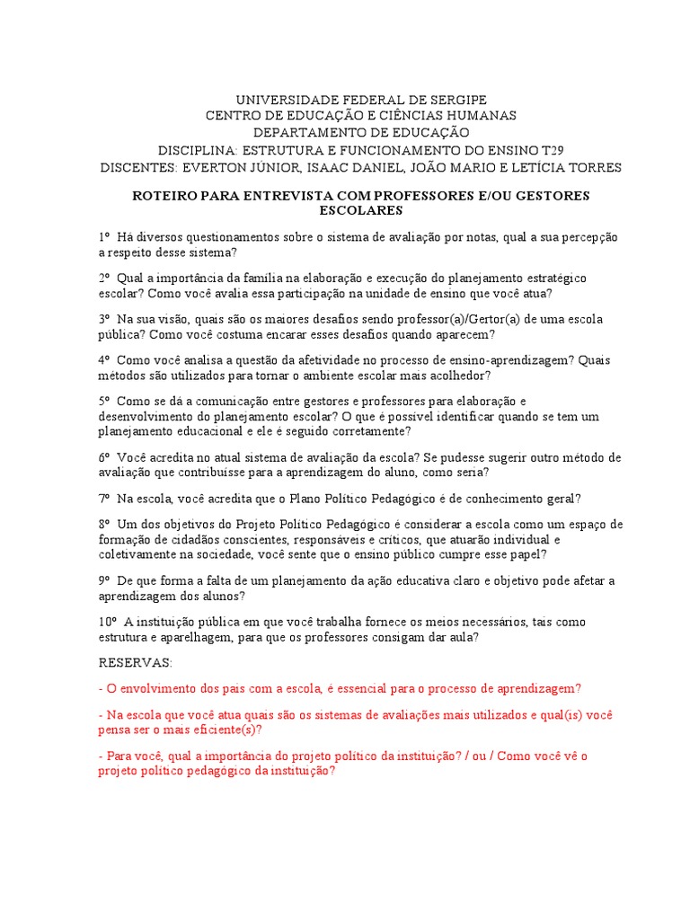 Roteiro para Entrevista | PDF | Carreira e Crescimento