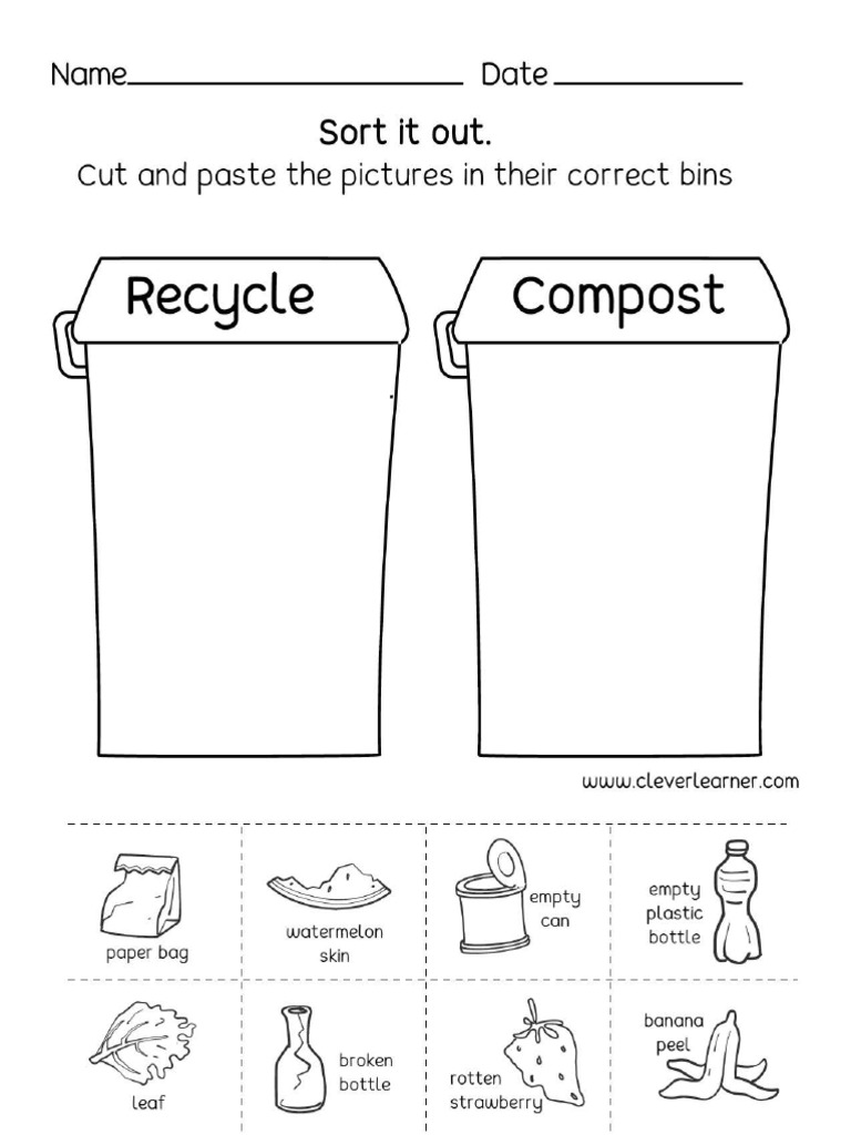 Preschool Waste Worksheet 4 Sort The Waste 4 | PDF