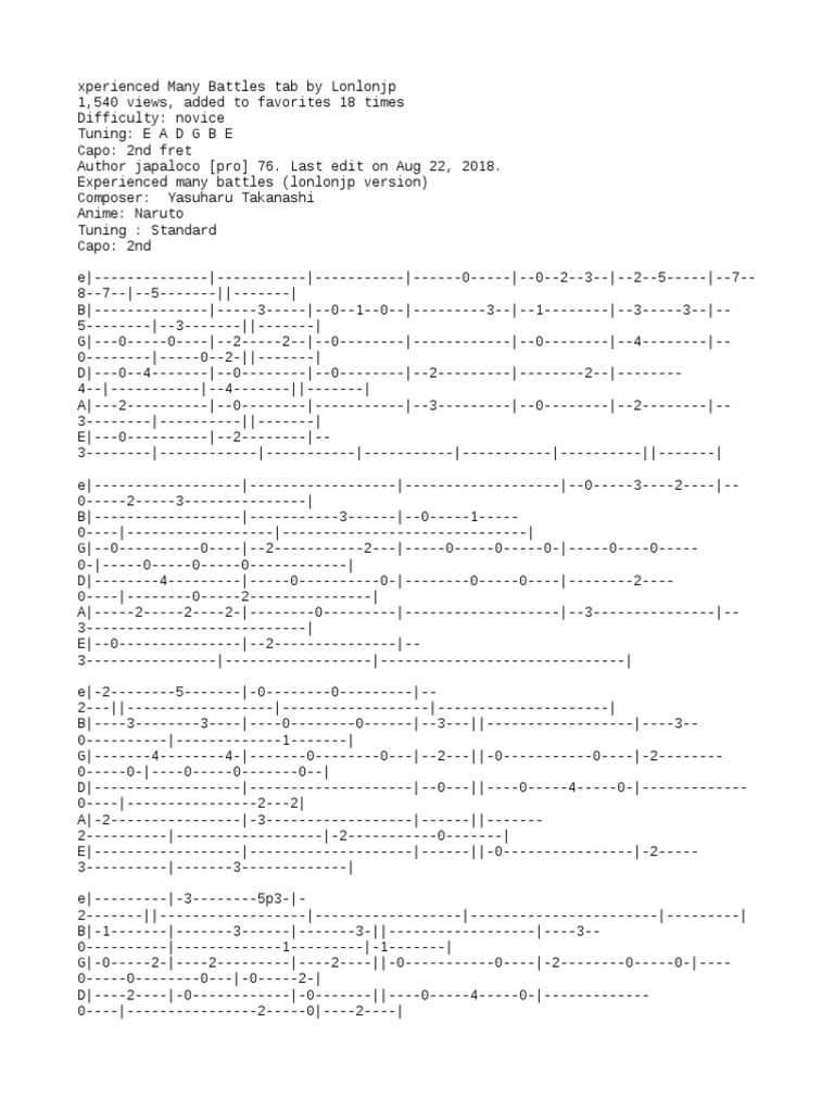 Naruto Battle Experience Tab | PDF | European Musical Instruments ...
