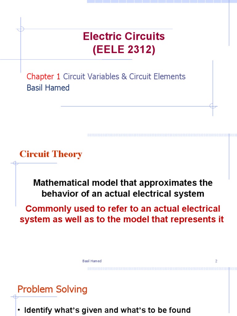 Ch. 1 Circuit Variables Circuit Elements | PDF | Electrical Network ...