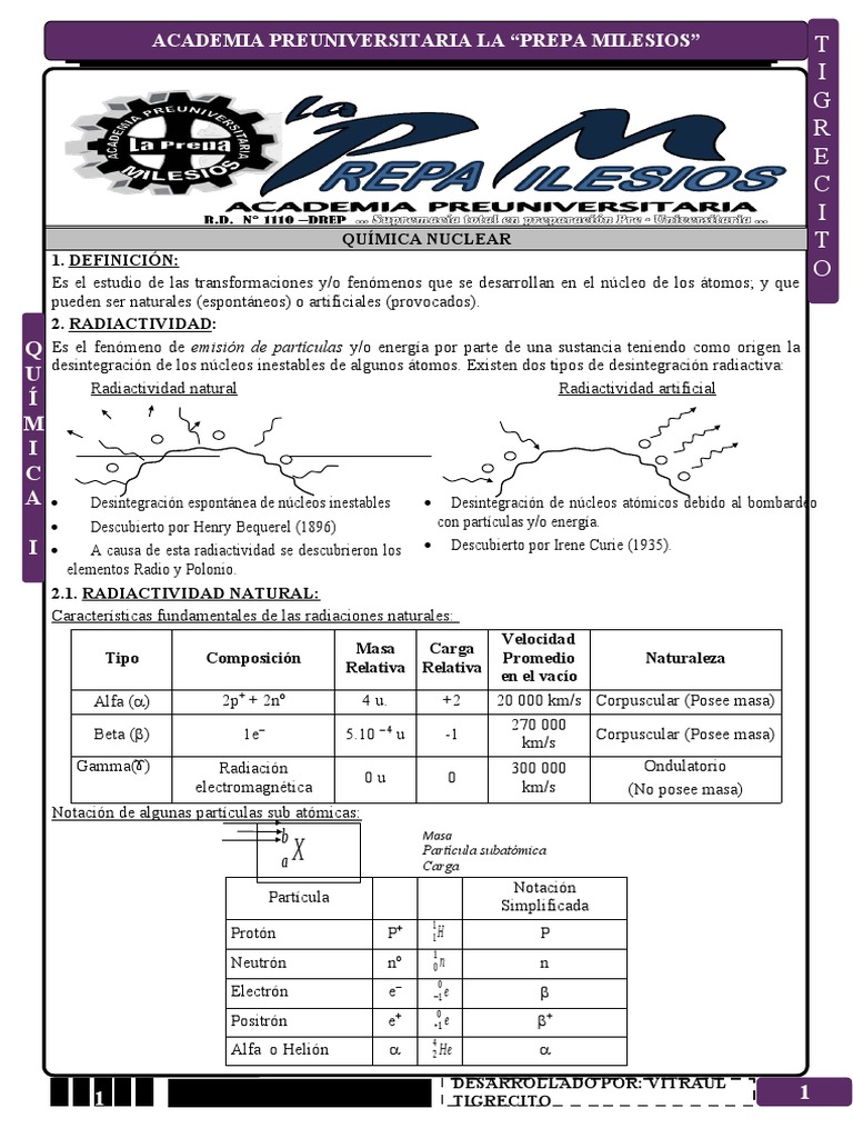 05 Quimíca Nuclear | PDF | Desintegración radioactiva | Núcleo atómico