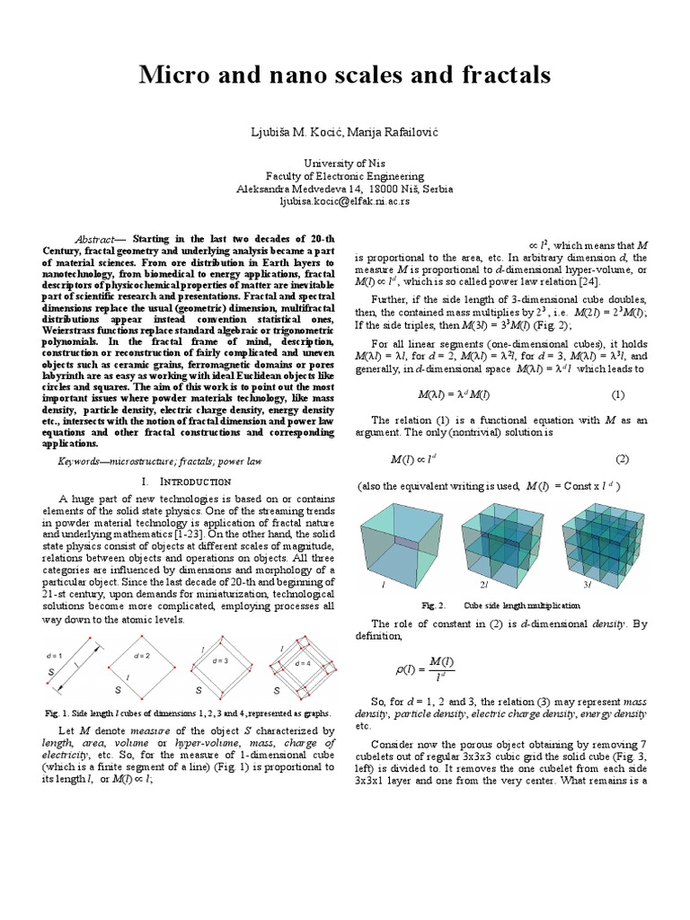 Micro and Nano Scales and Fractals | PDF | Fractal | Logarithm