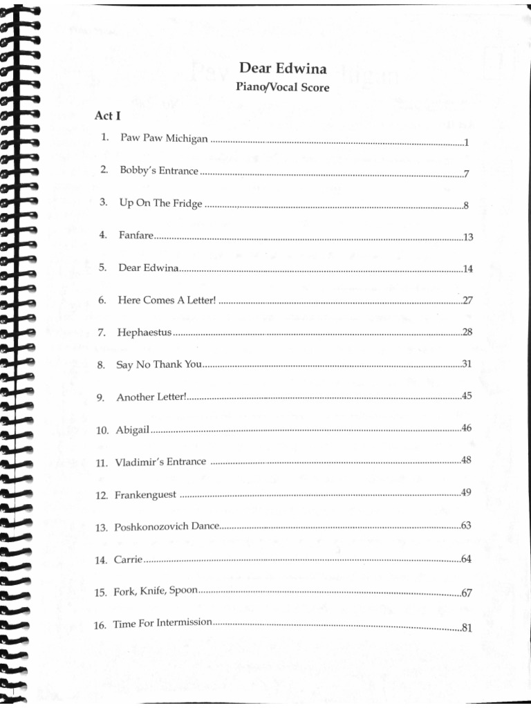 Dear Edwina - Vocalscore | PDF