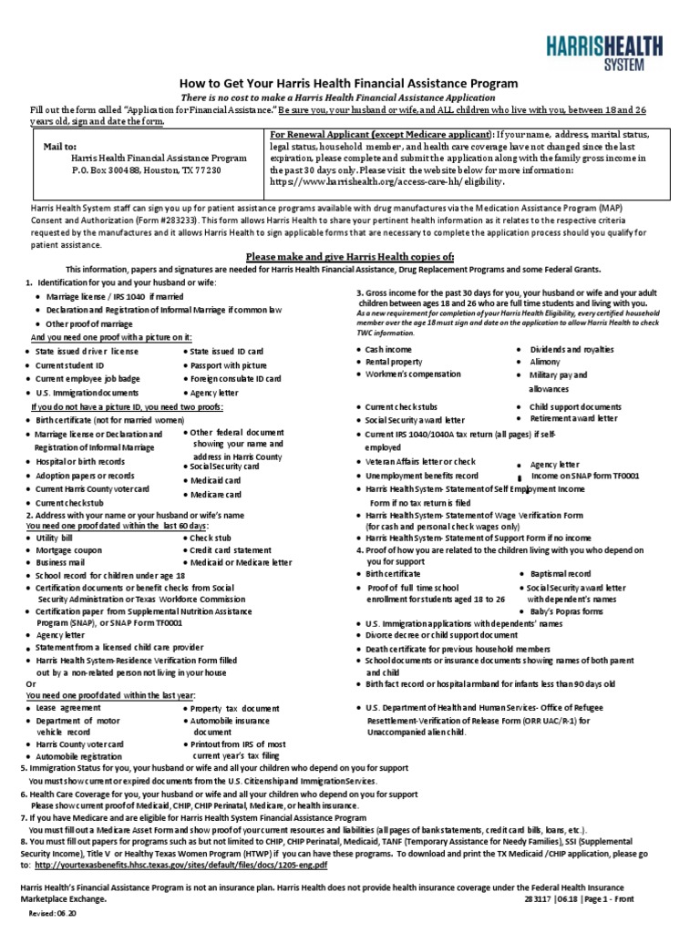 How To Get Your Harris Health Financial Assistance Program | PDF ...