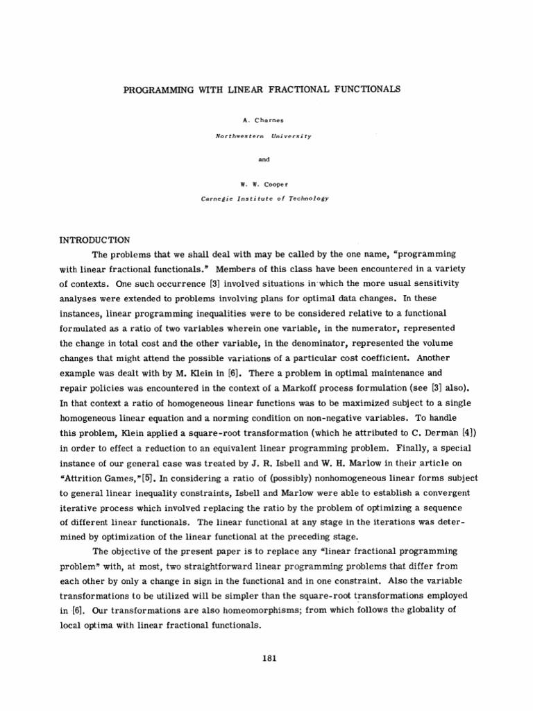 Charnes & Cooper | PDF | Linear Programming | Mathematical Optimization