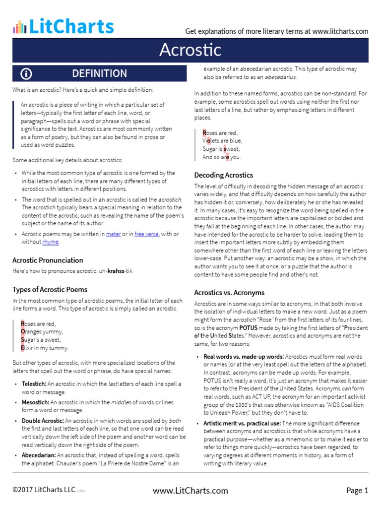 Acrostic: Dec Decoding Acr Oding Acros Ostics Tics | PDF | Writing
