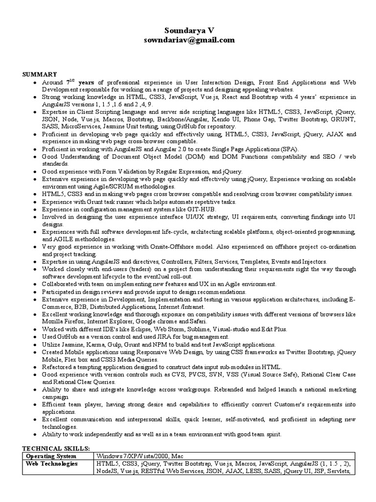 Soundarya V.ui Developer. | PDF | Angular Js | J Query