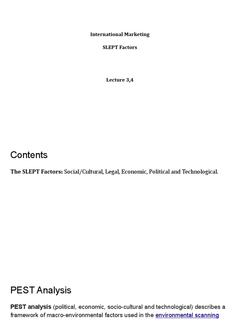 2international Marketing SLEPT Analysis | PDF | Economies