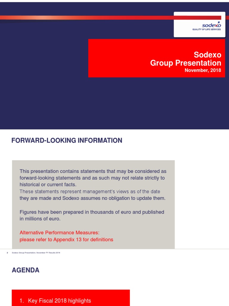 Sodexo Group Presentation FY2018 - EN | PDF | Equity (Finance) | Economies