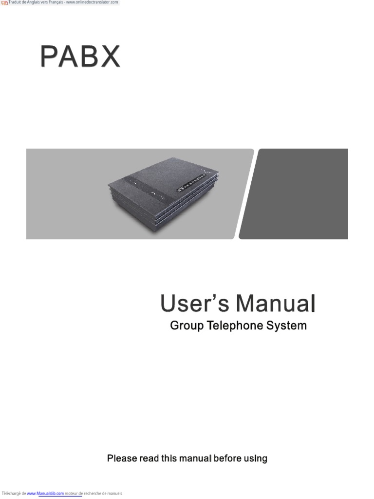 Installation et Programmation PABX 308 | PDF | Téléphone ...