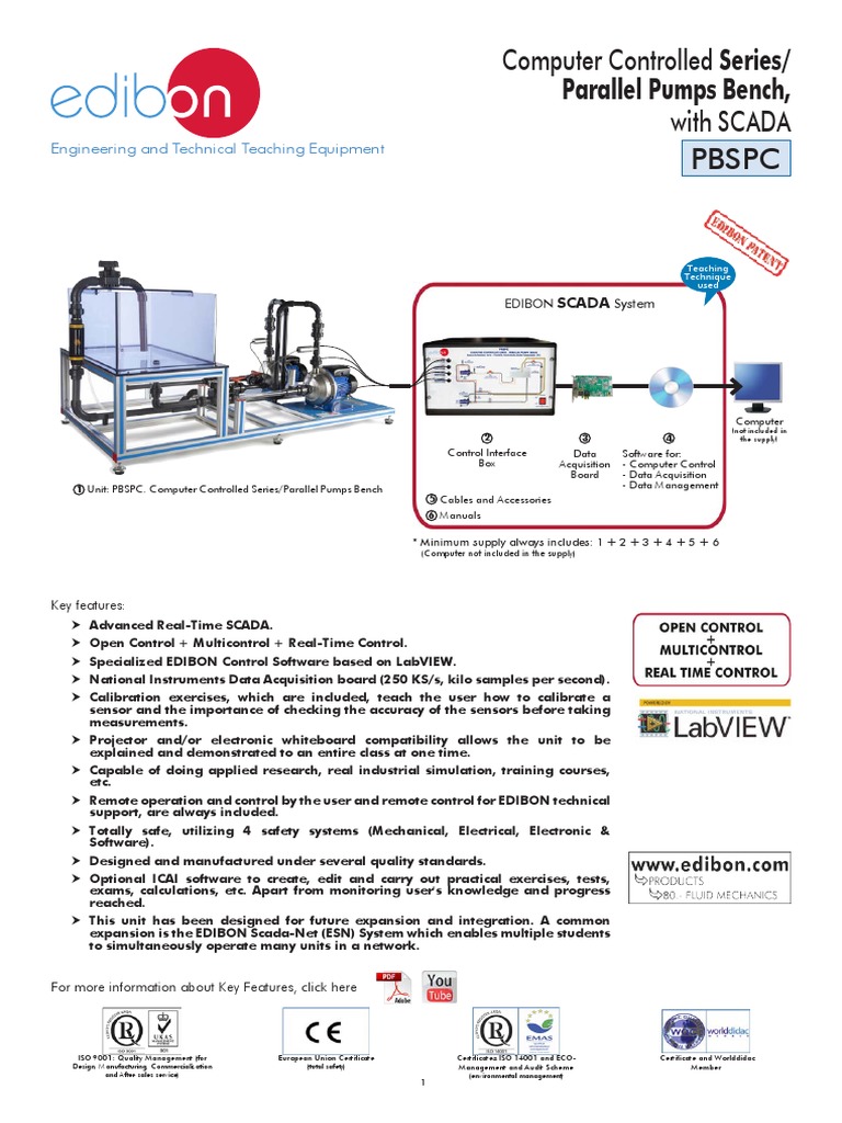 Parallel Pumps Bench,: Computer Controlled Series/ With SCADA PBSPC ...