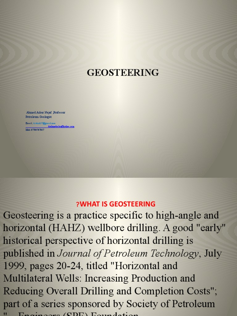 Geosteering: Ahmed Askar Najaf, Professor Petroleum Geologist | PDF ...