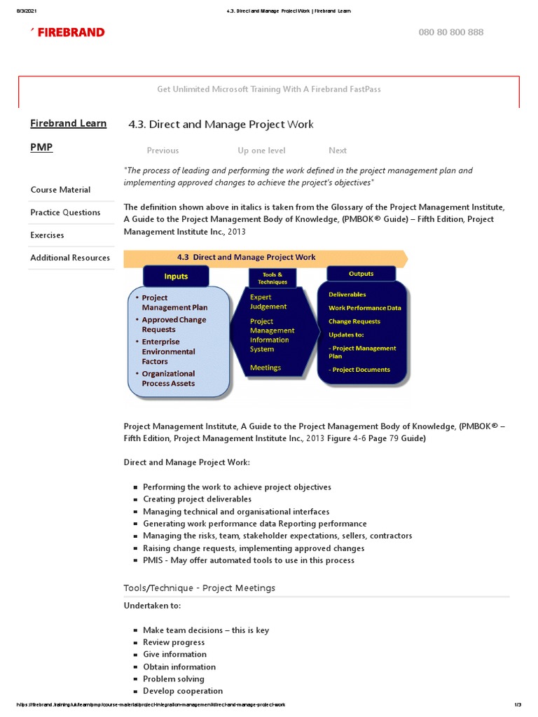 4.3. Direct and Manage Project Work - Firebrand Learn | PDF | Project ...
