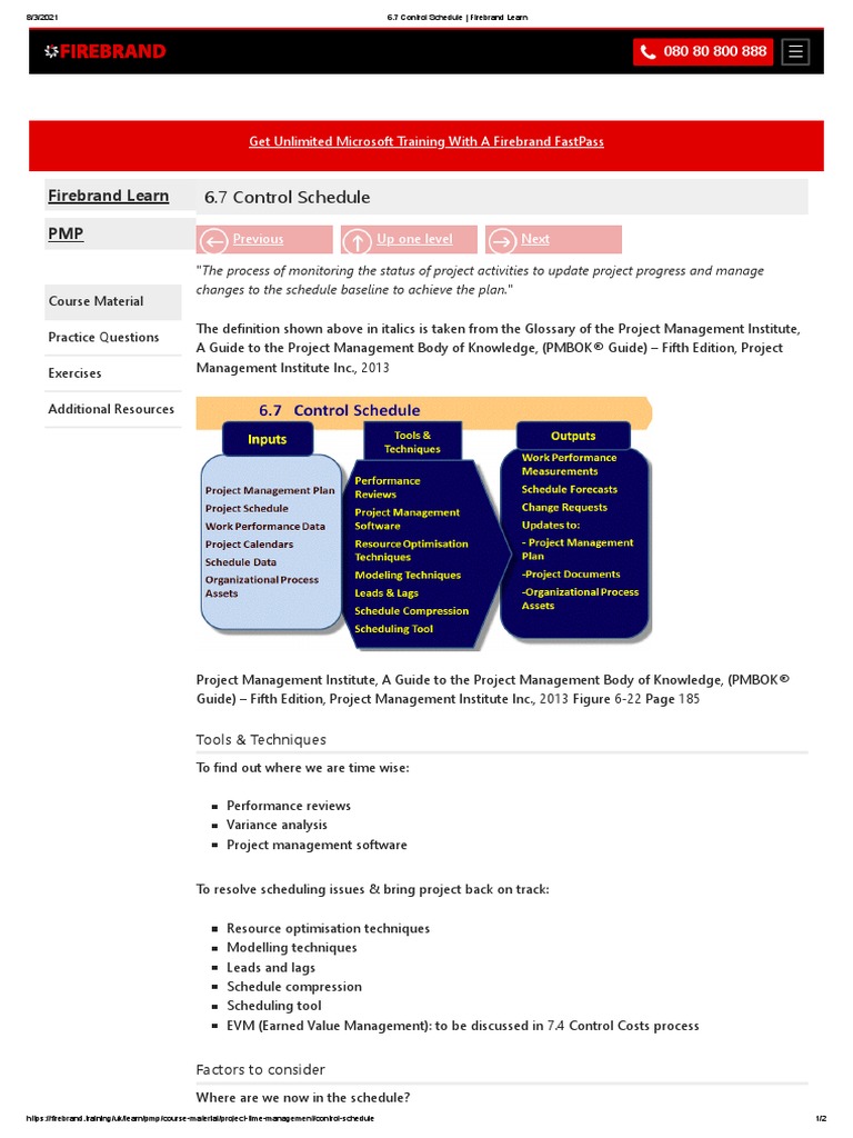 6.7 Control Schedule - Firebrand Learn | PDF | Project Management ...