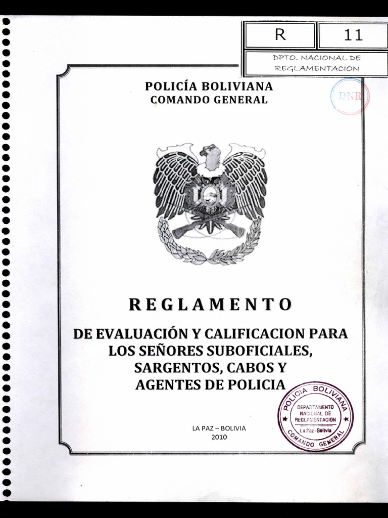 R-11 Reglamento de Evaluacion y Calificacion para Los Señores Suboficales, Sargentos, Cabos y A ...