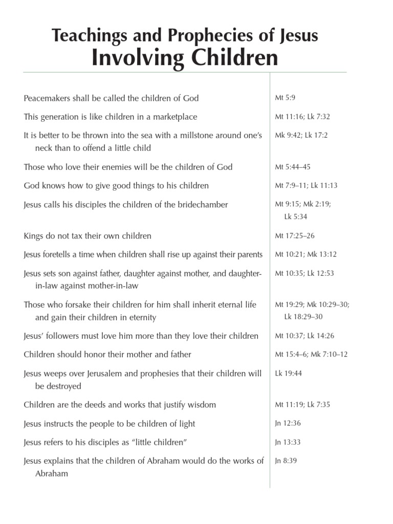 9-14 Teachings and Prophecies of Jesus Involving Children | PDF | Jesus ...