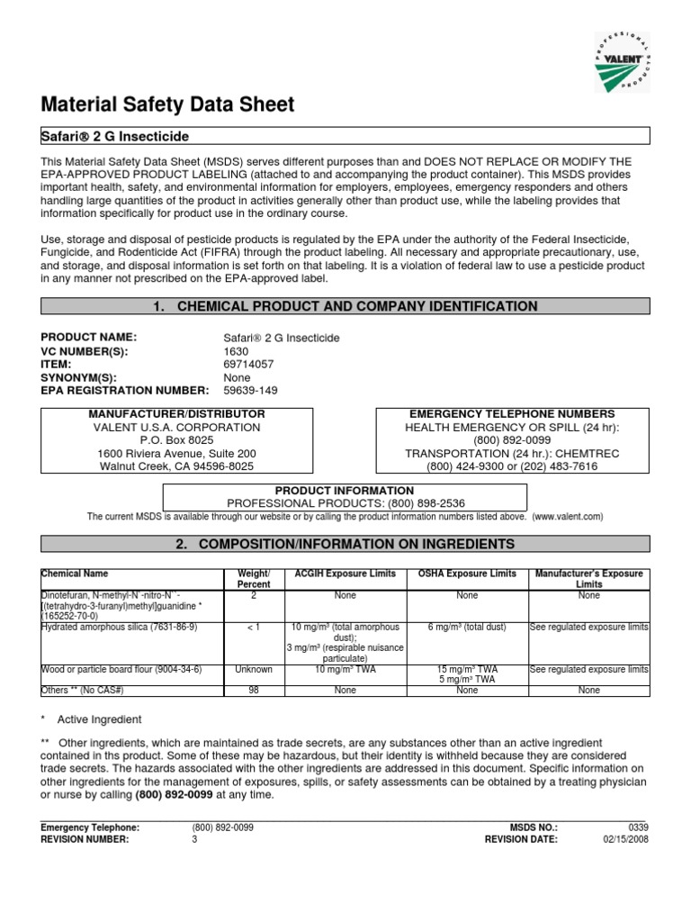 Label - Safari Insecticide - USA - 0339rev3 | PDF | Toxicity | Combustion