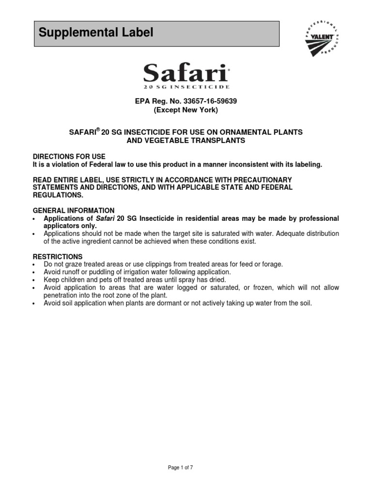 Label - Safari Insecticide - USA - 2007-SAF-0012 EX NY Safari ...