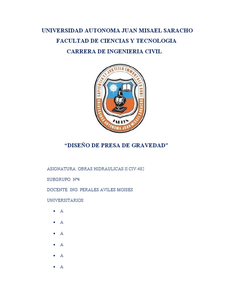 Diseño de Presa de Gravedad y Borde Libre | PDF | Represa | Accidentes ...