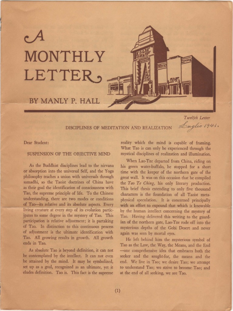 By Manly P. Hall: Twelfth Letter | PDF | Tao | Mysticism