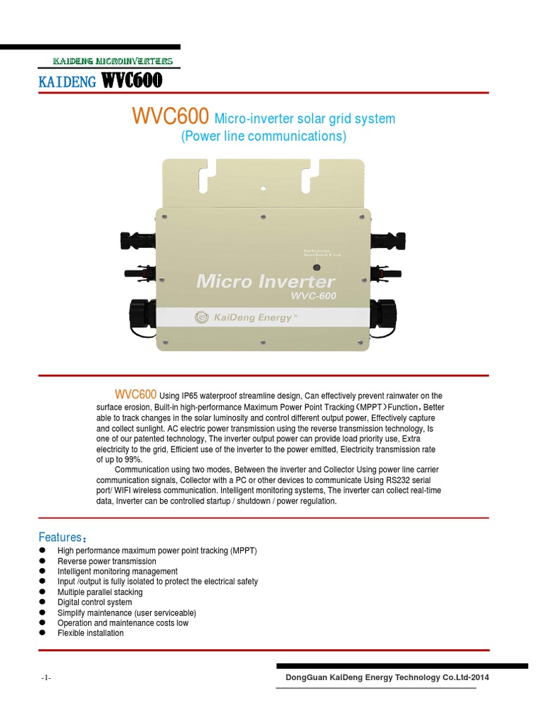 WVC 600 Manual | PDF | Power Inverter | Photovoltaics