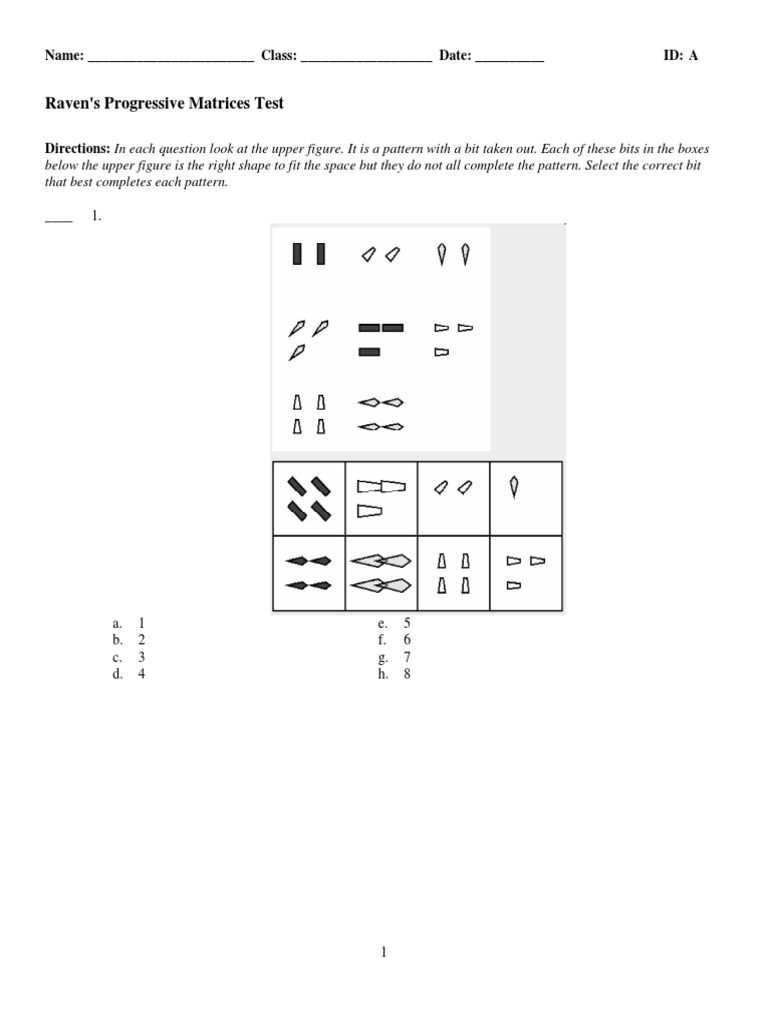 RAND - Raven's Progressive Matrices Test | PDF | Chess Theory | Chess