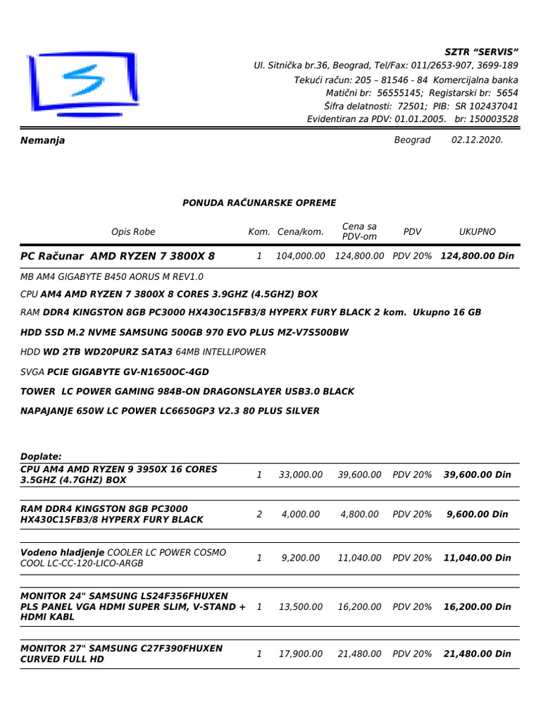 12-02 Nemanja Racunar AMD Ryzen | PDF