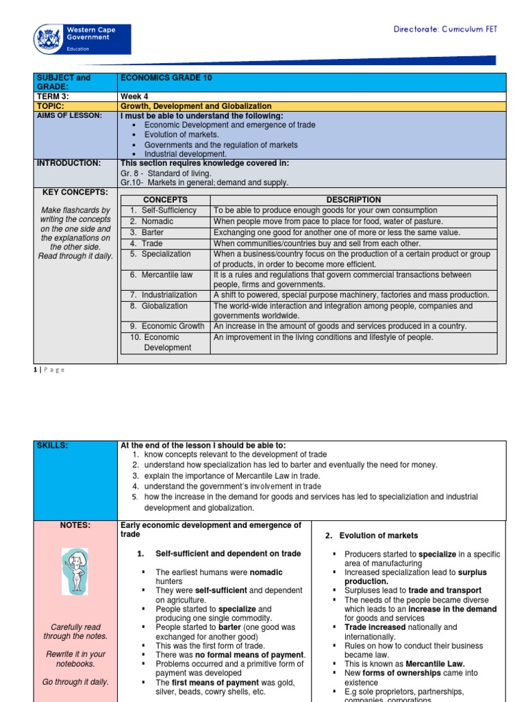 Economics Grade 10 Term 3 Week 4 - 2020 | PDF | Taxes | Market (Economics)