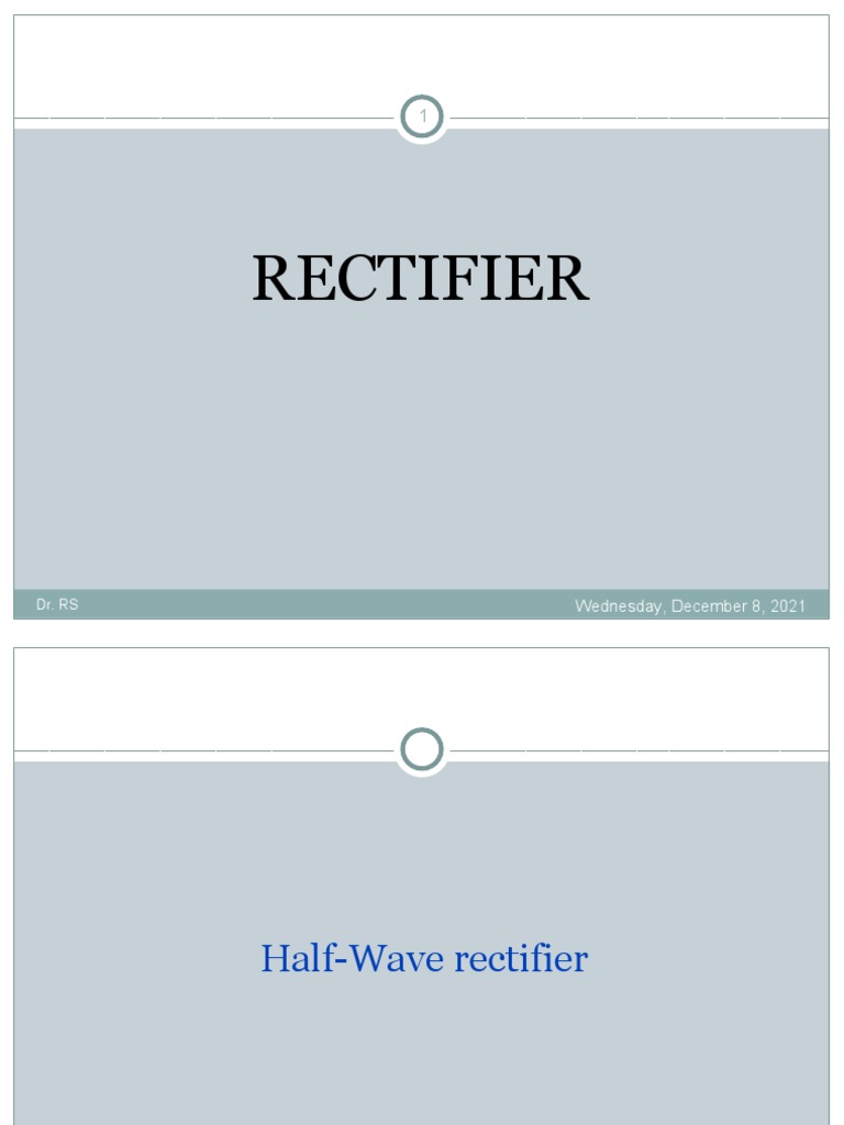 Lecture 6 Diode Rectifier Pdf Rectifier Electrical Equipment