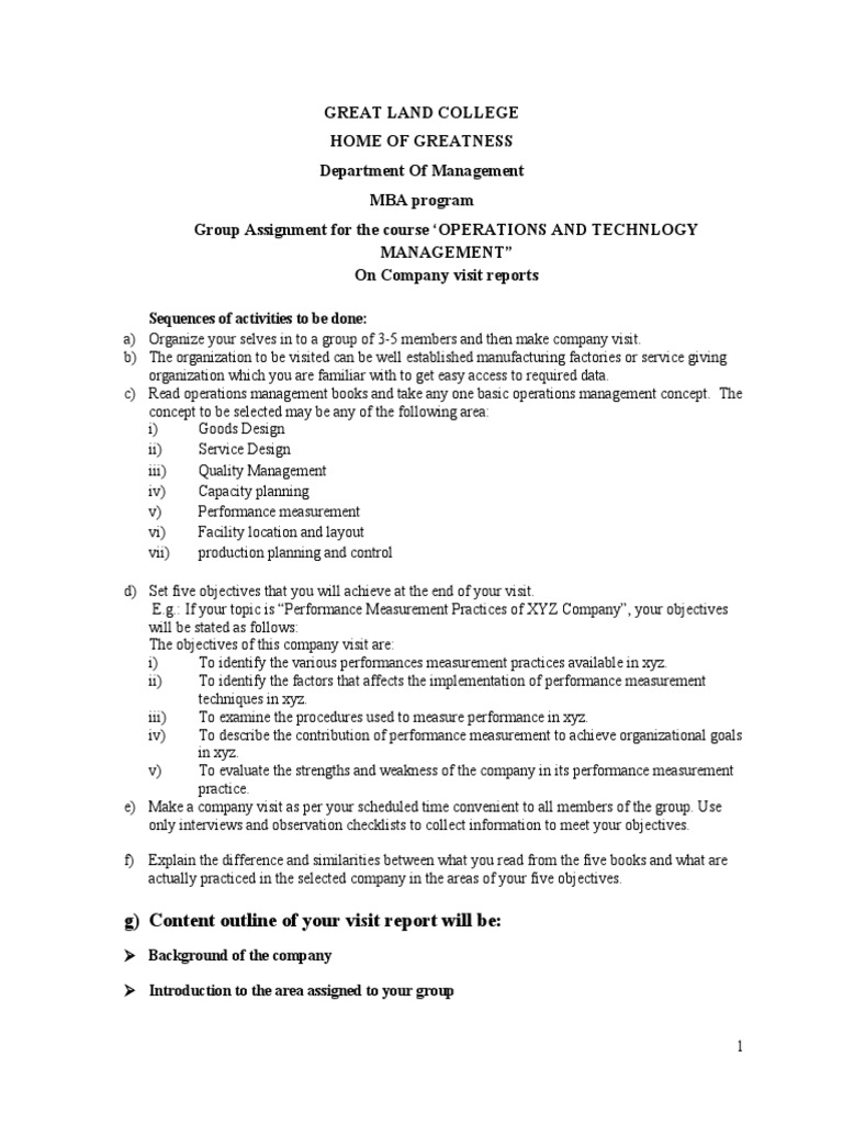 Om Group Assignment Guideline Glc 2 Pdf Operations Management