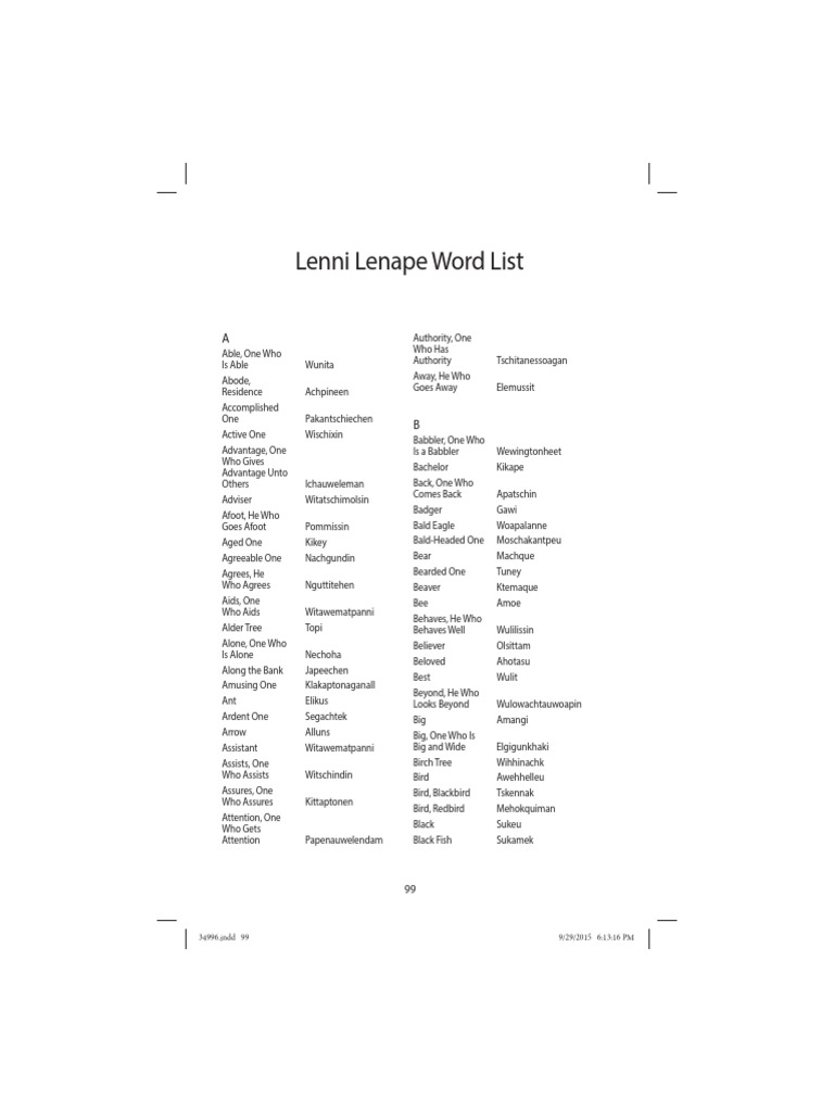 Lene Lenape Dictionary | PDF