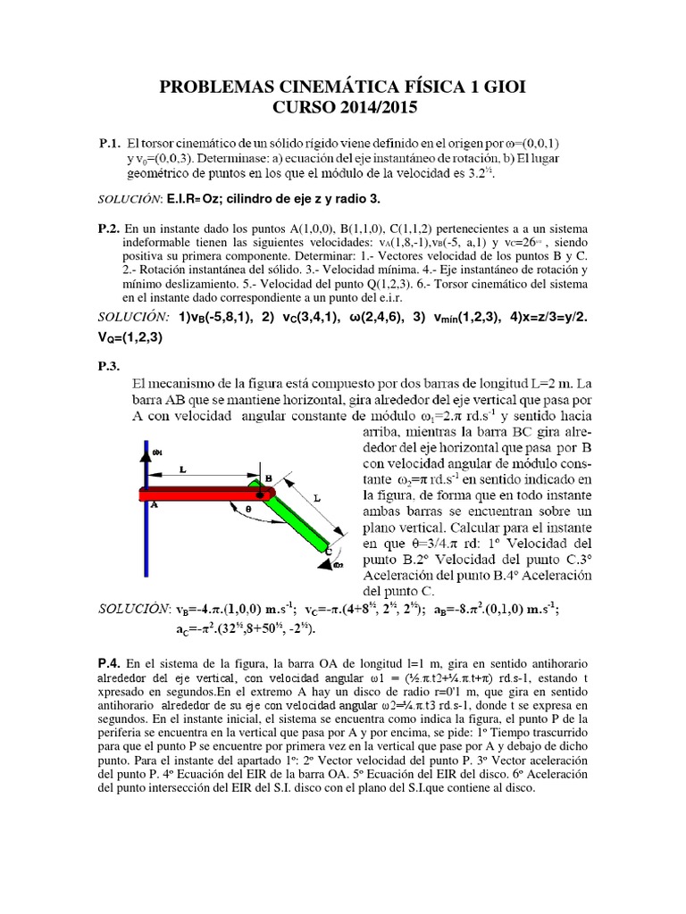Problemas Cinematica | PDF | Rotación | Velocidad