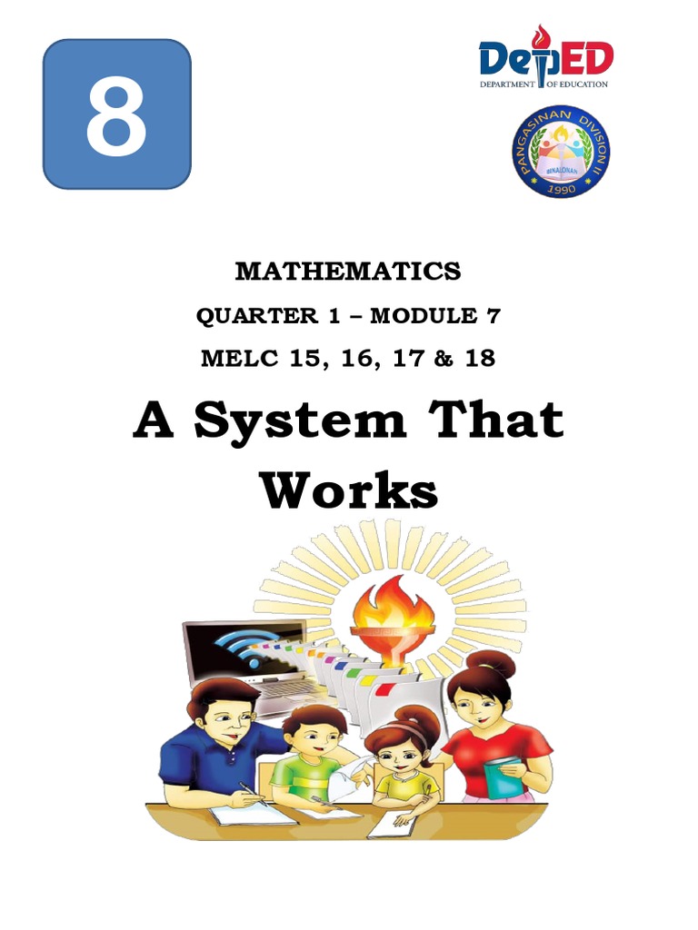 Math8 Q1 Module-7 MELC-15161718 | PDF | Equations | System Of Linear Equations