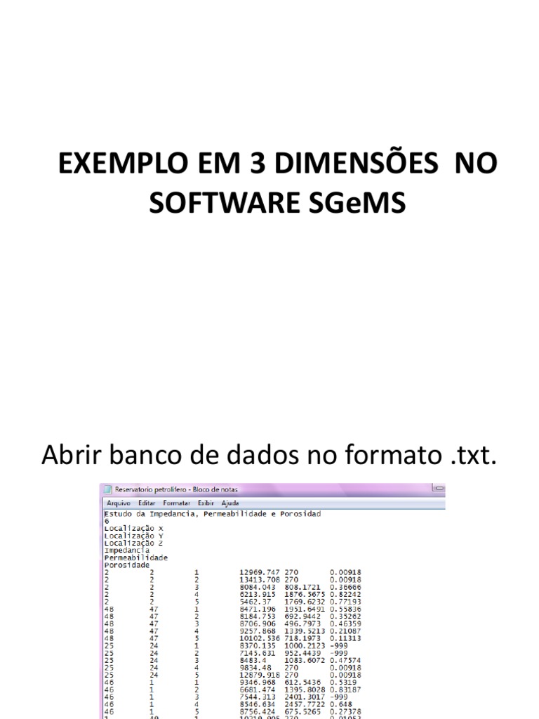 Aula 11.1 - Exemplo 3D SGeMS | PDF | Métodos e Materiais de Ensino