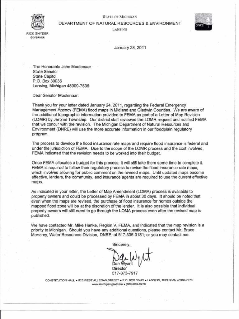 Dan Wyant Flood Map Letter | PDF | Federal Emergency Management Agency ...